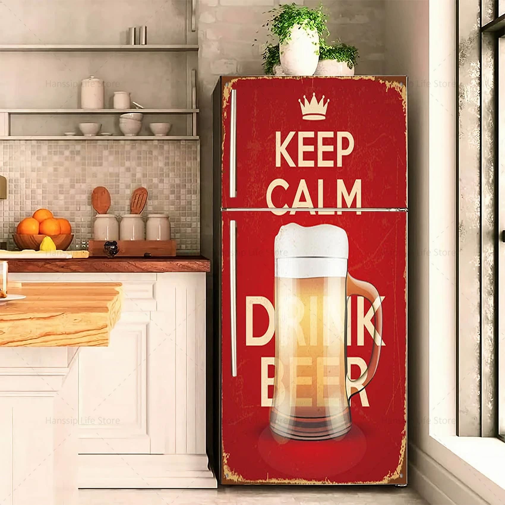 Retro Beer Design Poster Refrigerator Door Wrap Sticker Waterproof PVC ...