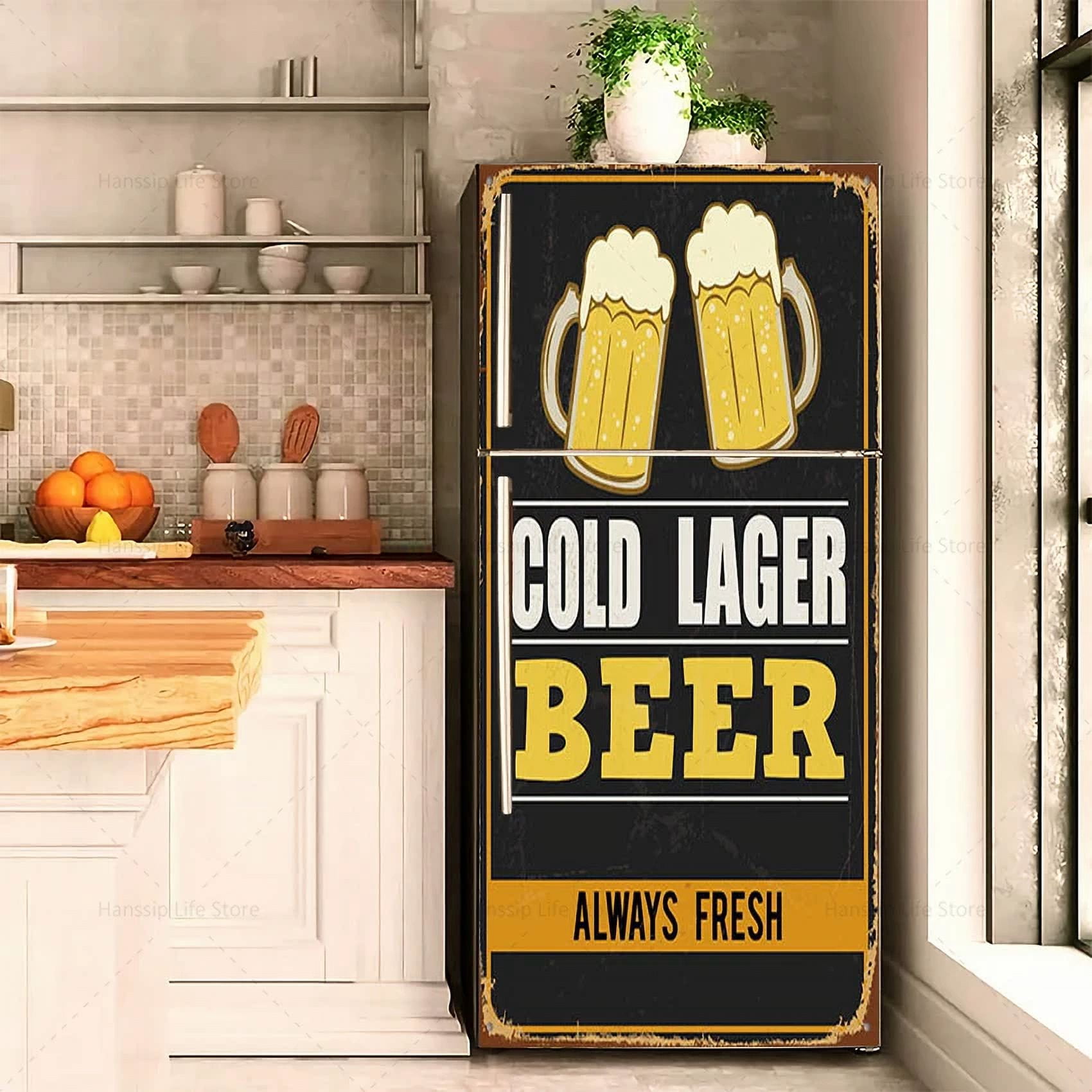 Retro Beer Design Poster Refrigerator Door Wrap Sticker Waterproof PVC ...