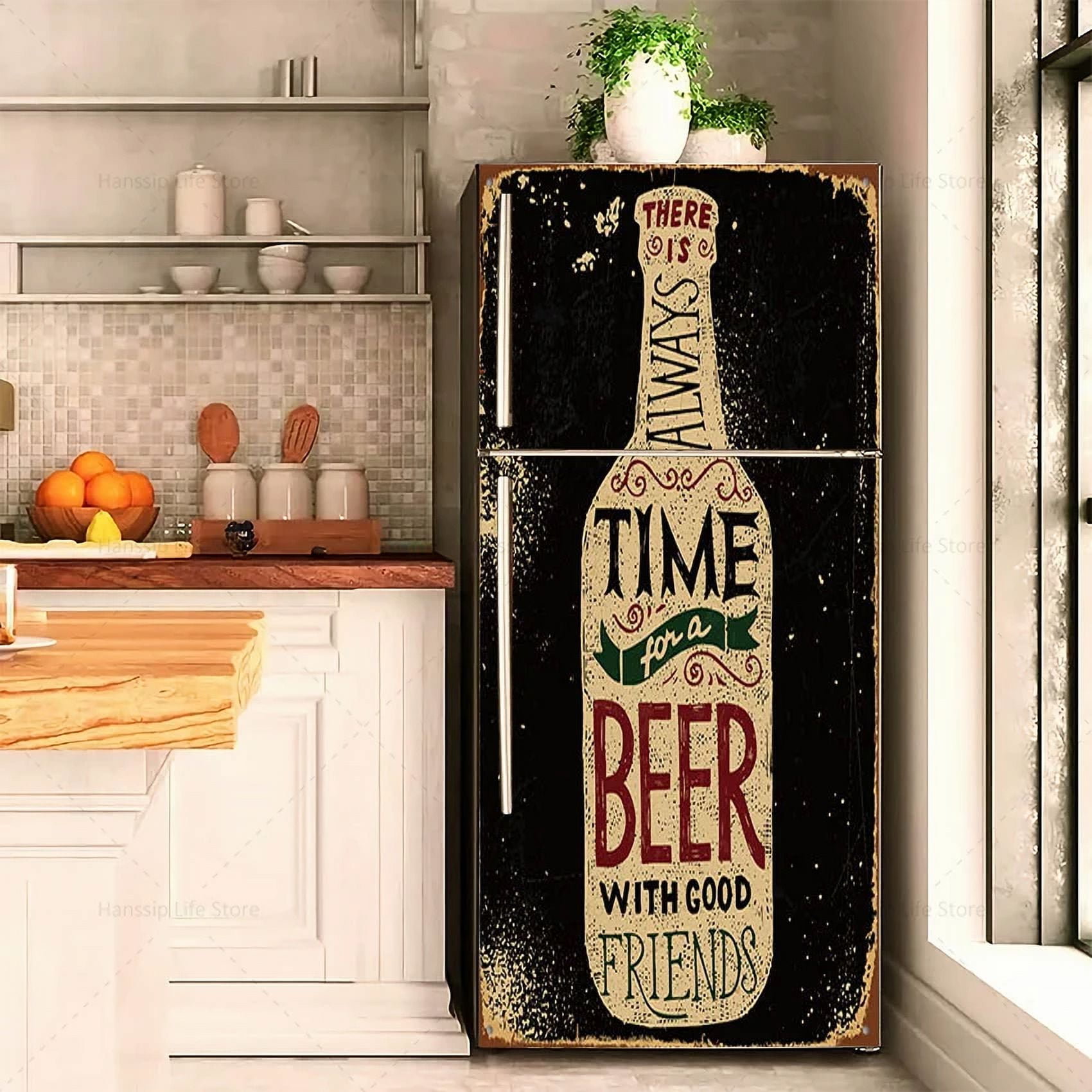 Retro Beer Design Poster Refrigerator Door Wrap Sticker Waterproof PVC ...