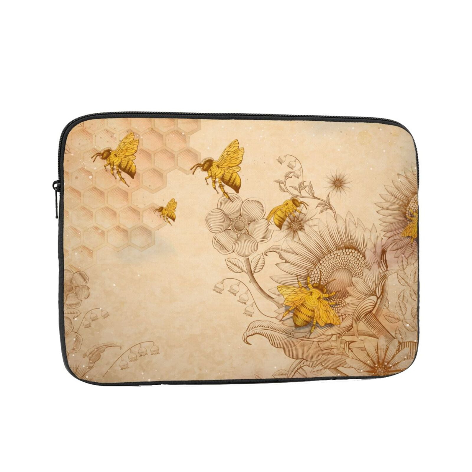 Retro Beige Honey Bees And Sunflowers 15 inch Portable Laptop Sleeve ...