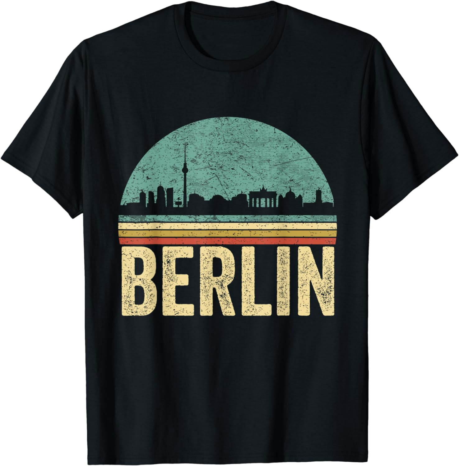 Retro Berlin Souvenir German Capital City Skyline, Berlin T-Shirt mens ...