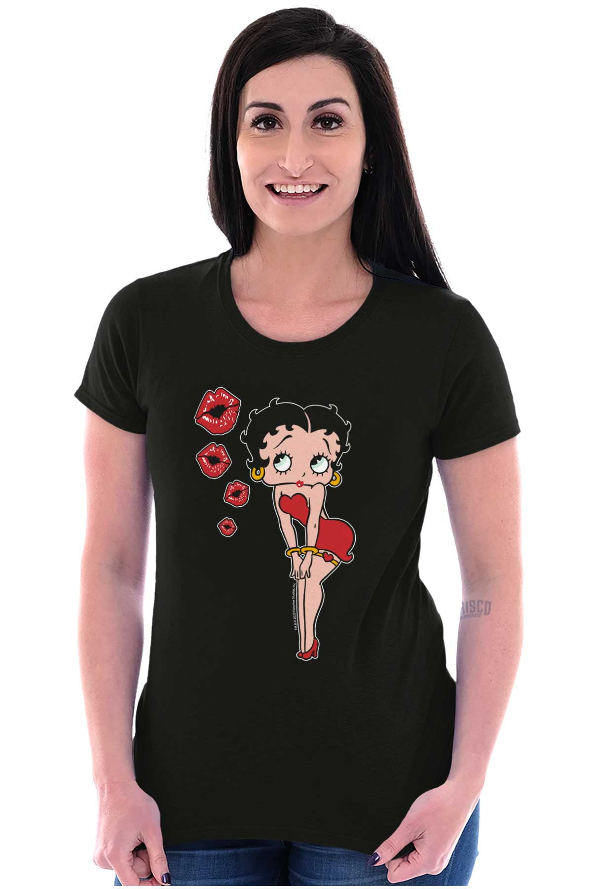 Retro Betty Boop Cartoon Kissy Lips Women's T Shirt Ladies Tee Brisco ...