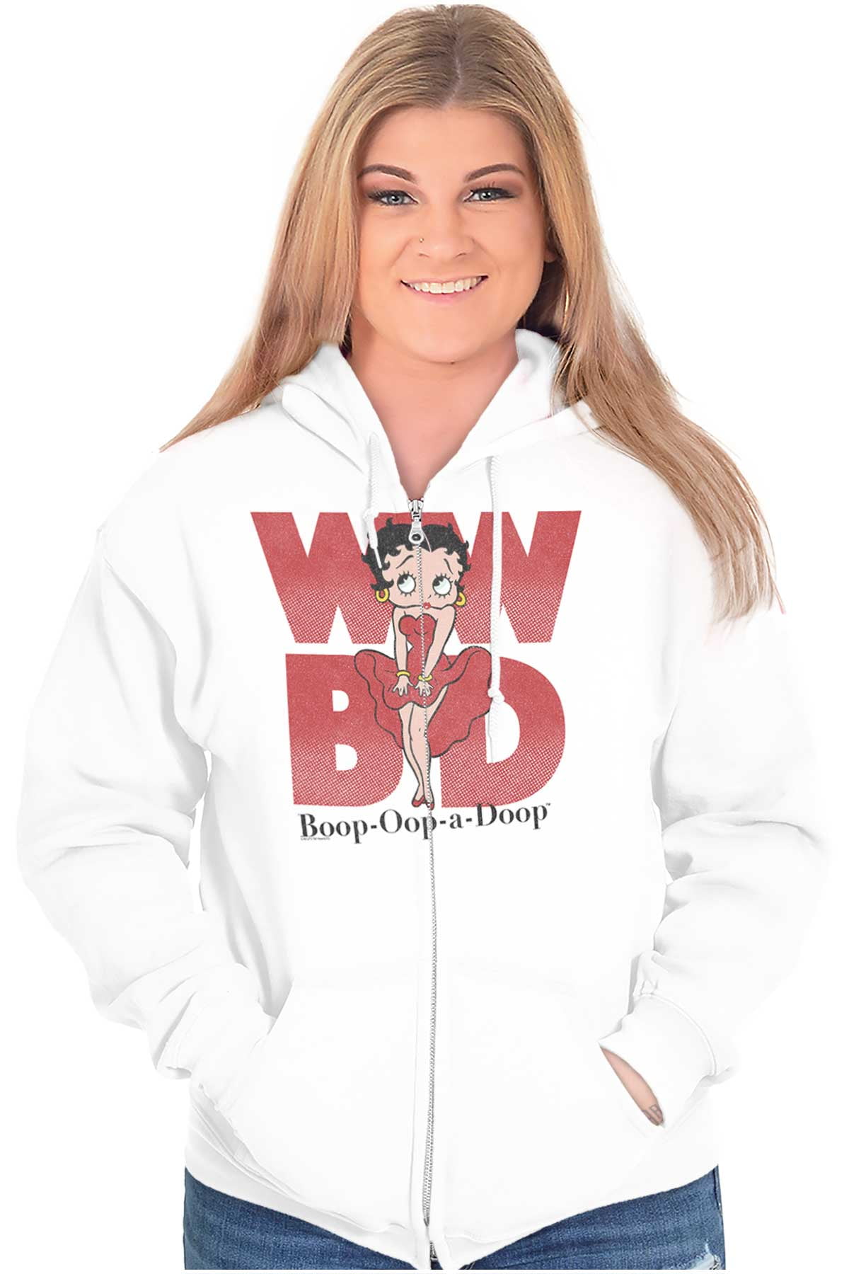 Retro Betty Boop Cartoon WWBD Funny Zip Hoodie Sweatshirt Women Brisco ...