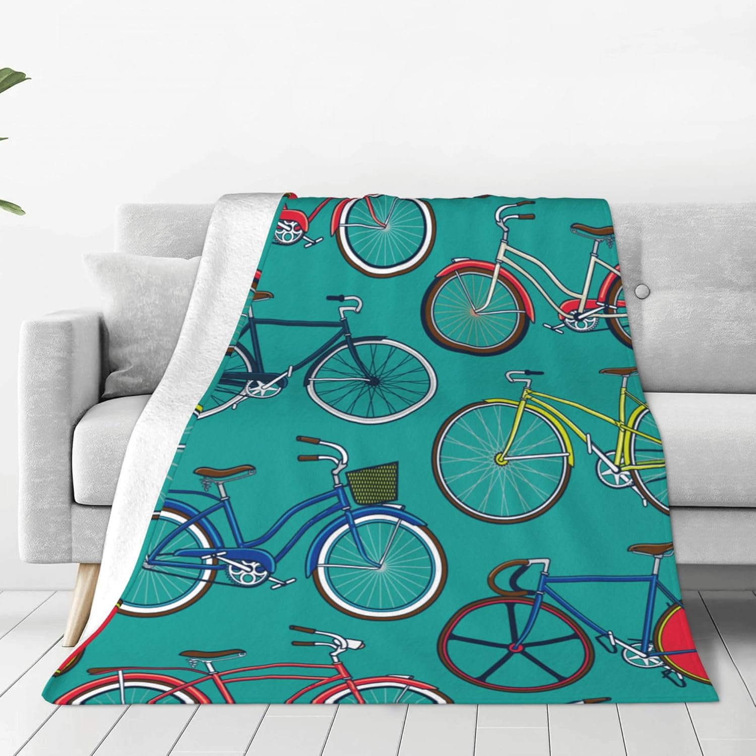 Retro Bicycle Blanket for Couch Bed Throw Blanket, Aesthetic Decorative ...