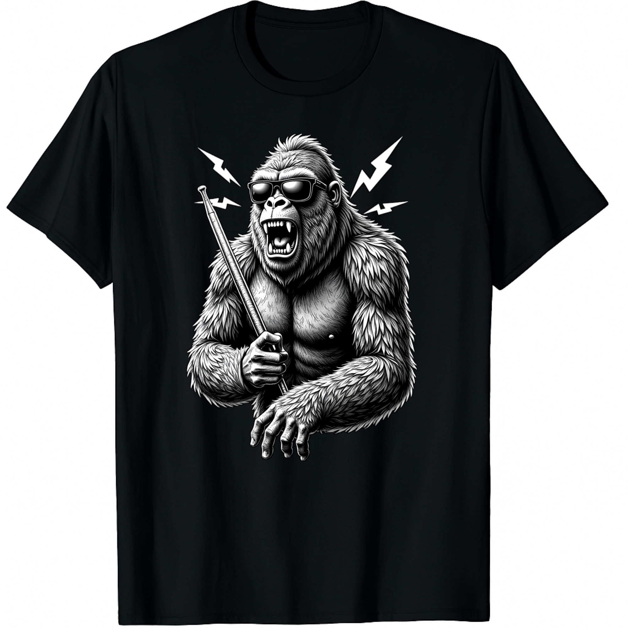Retro Big Foot Rock Music Gifts Funny Bigfoot Graphic Black T-Shirt for ...