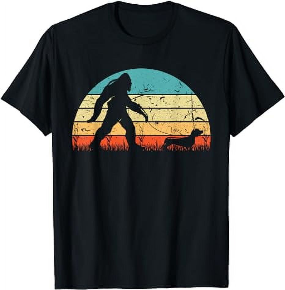Retro Bigfoot Walking Dachshund Sasquatch Dog Wiener Vintage T-Shirt ...