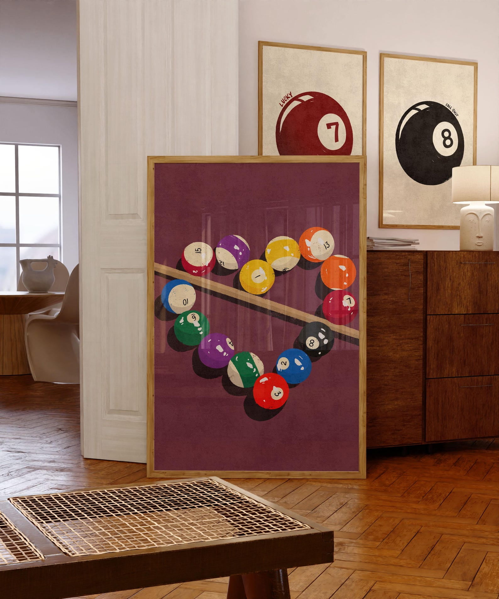 Retro Billiard Balls Wall Art, Vintage Pool Table Decor, Game Room ...