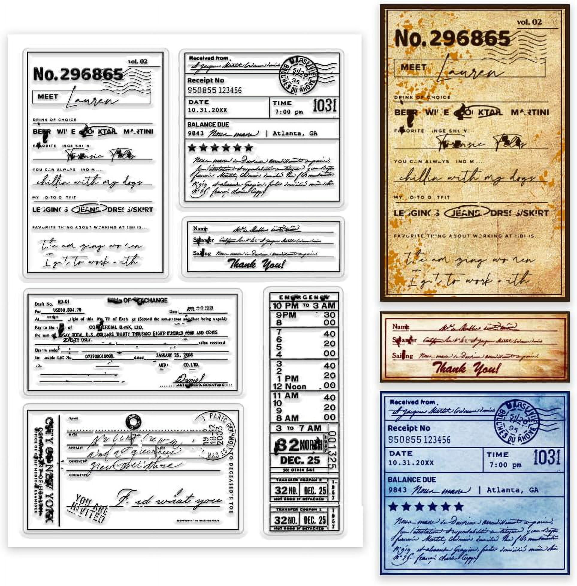 Retro Bills Clear Stamps Bank Check Stub Silicone Stamp Rubber Stamps ...