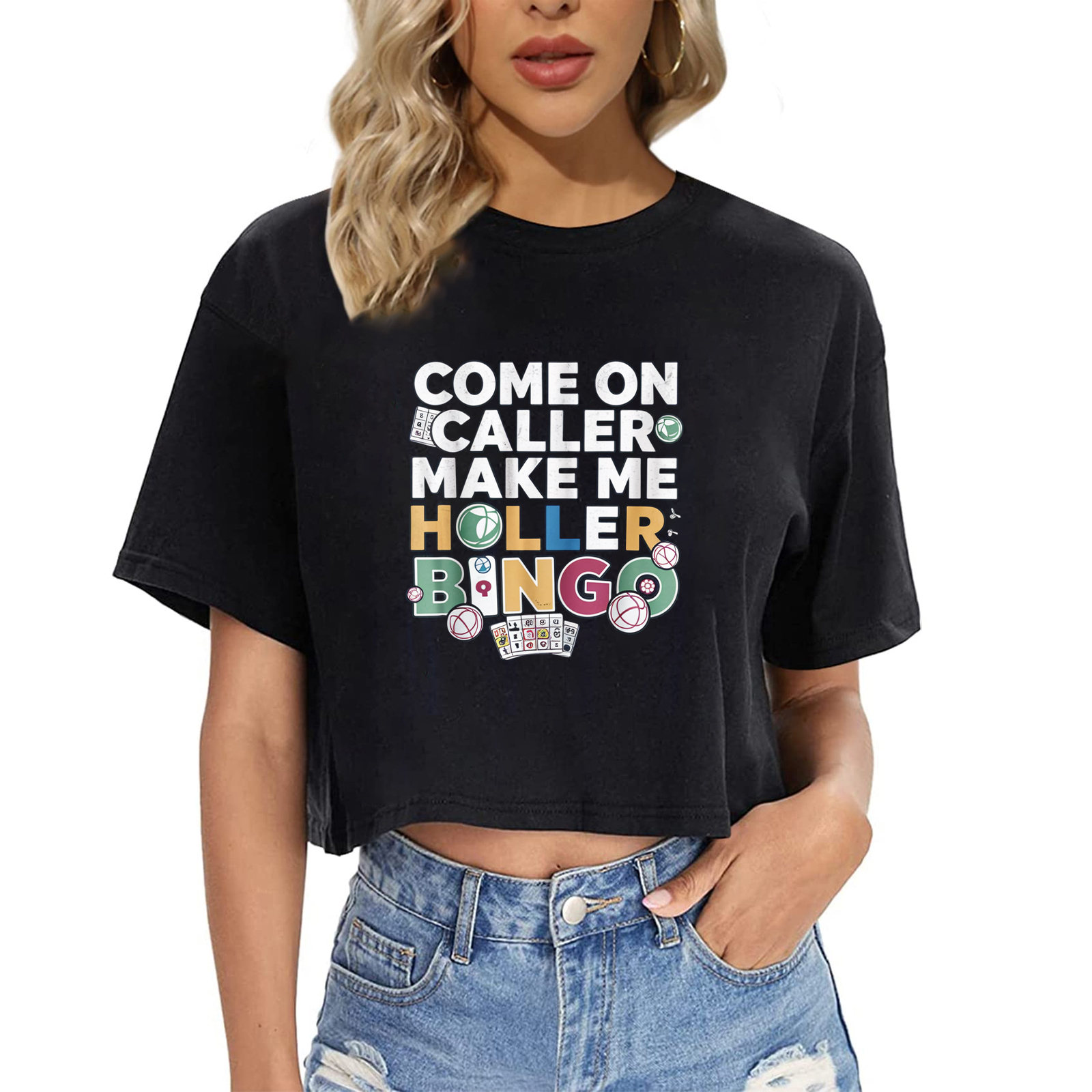 Retro Bingo Game Crop top Vintage Graphic Design Crop top - Walmart.com