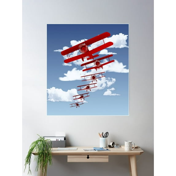 Retro Biplane Poster Wall Art, Modern Wall Decor For Living Room ...