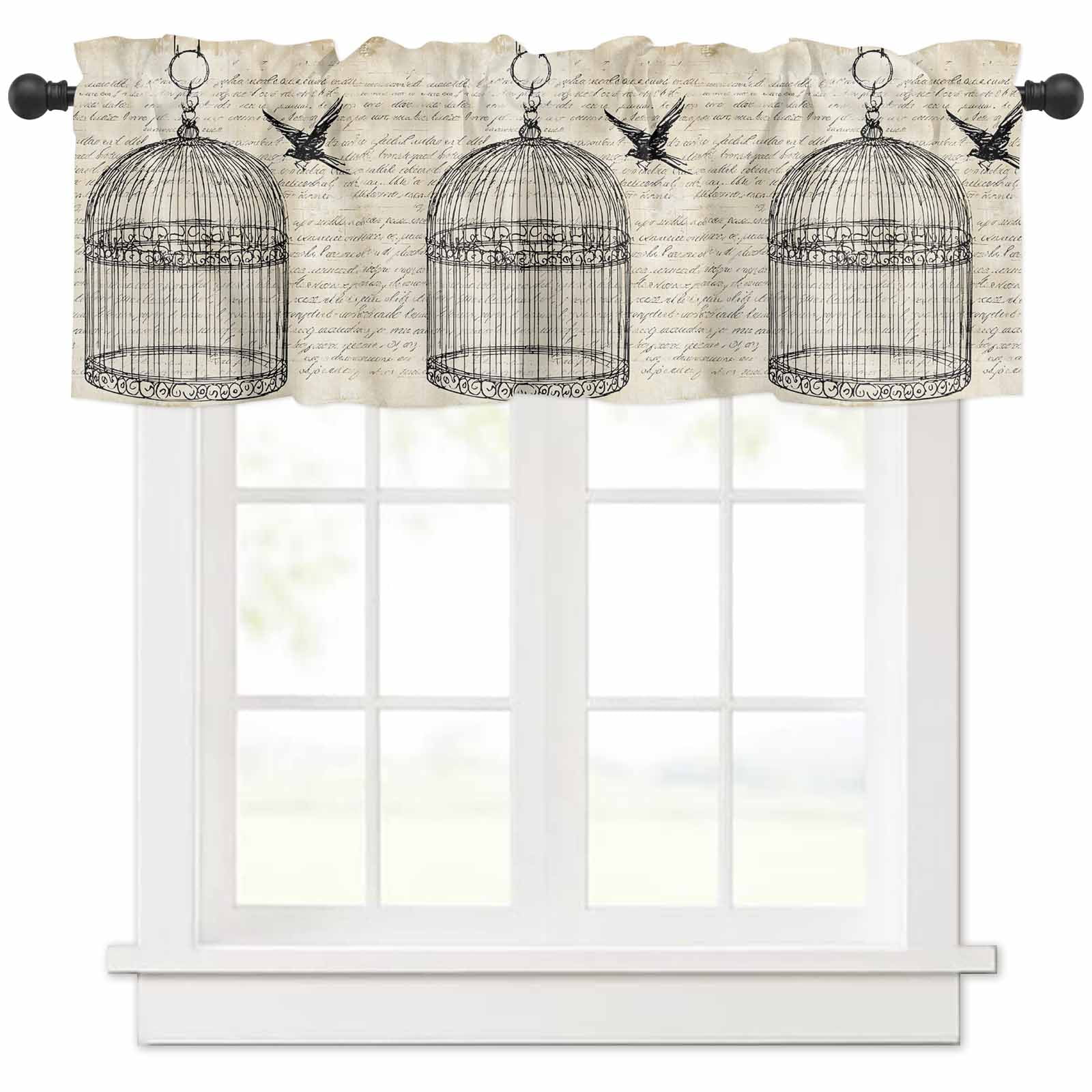 Retro Birdcage Valances for Windows Farmhouse Kitchen Curtains Valances ...