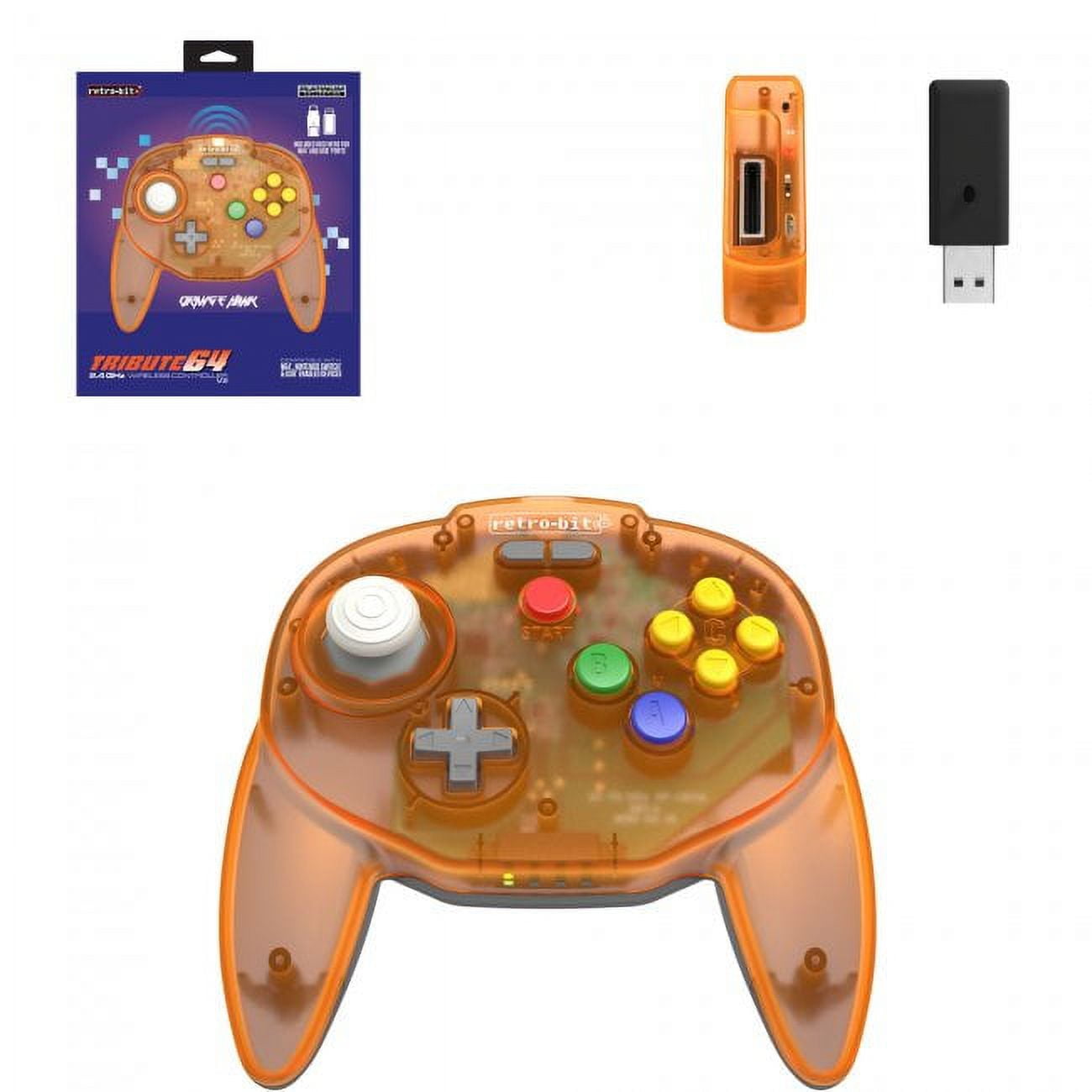 Retro-Bit Tribute64 2.4GHz Wireless Controller for Nintendo 64 (N64 ...