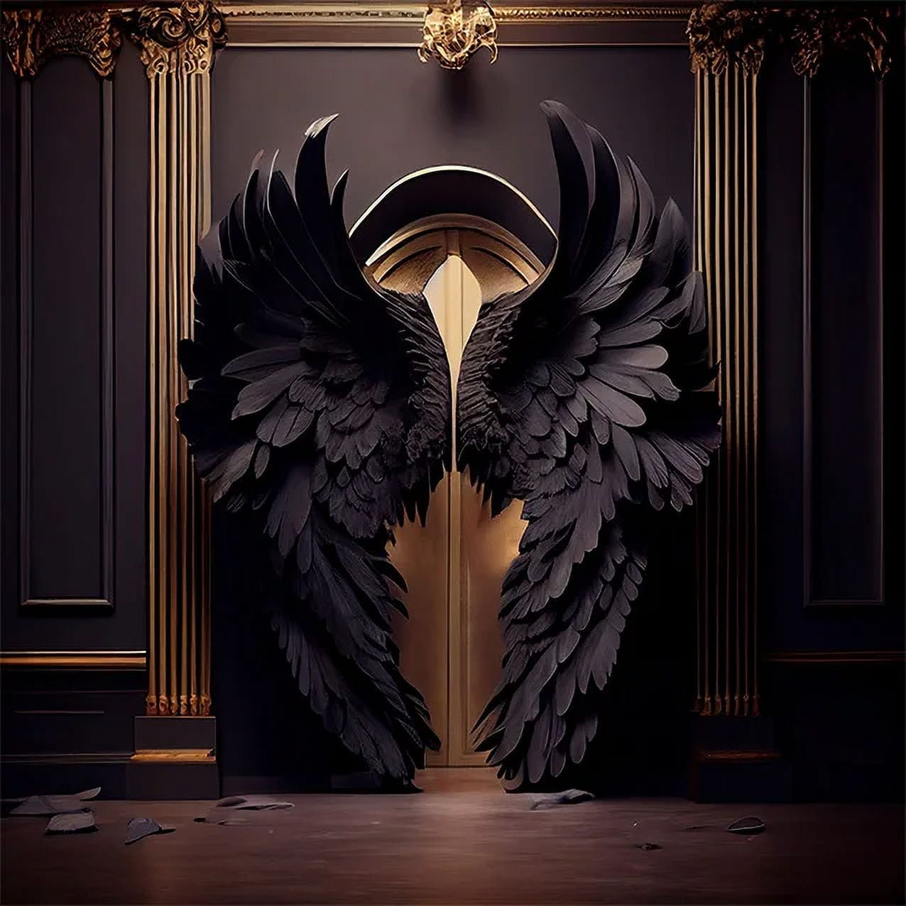 Retro Black Angel Wings Adult Birthday Wedding Maternity Portrait r ...