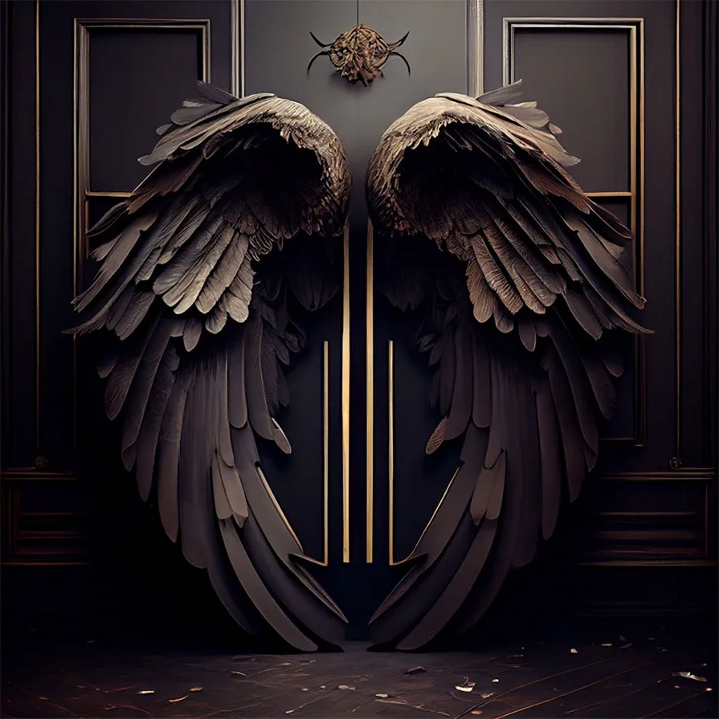 Retro Black Angel Wings Adult Birthday Wedding Maternity Portrait r ...