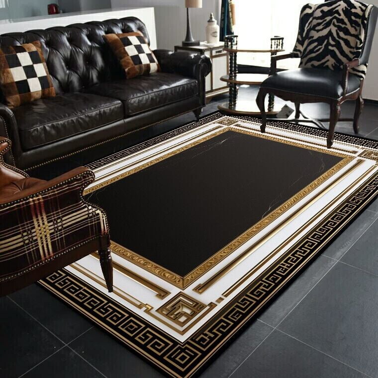 Retro Black Carpet for Living Room Luxury Room ration Home Mats ...