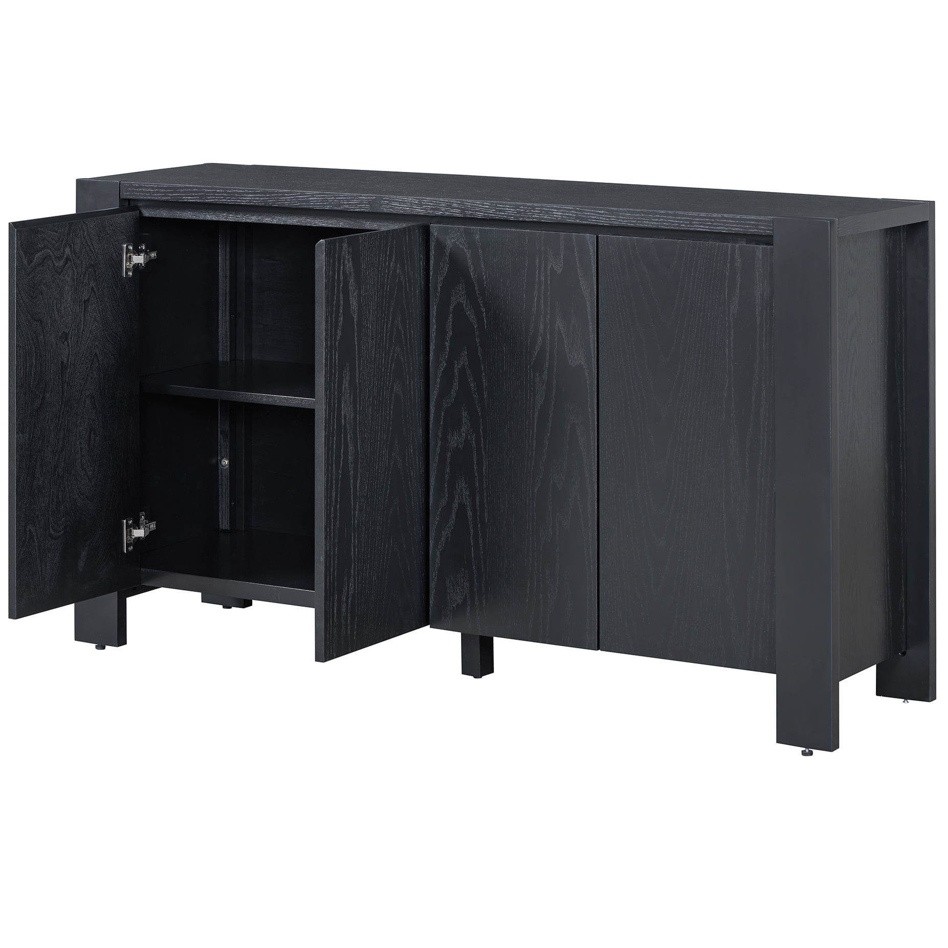 Retro Black Sideboard. Timeless 4-door Layout. Spacious Interior With ...