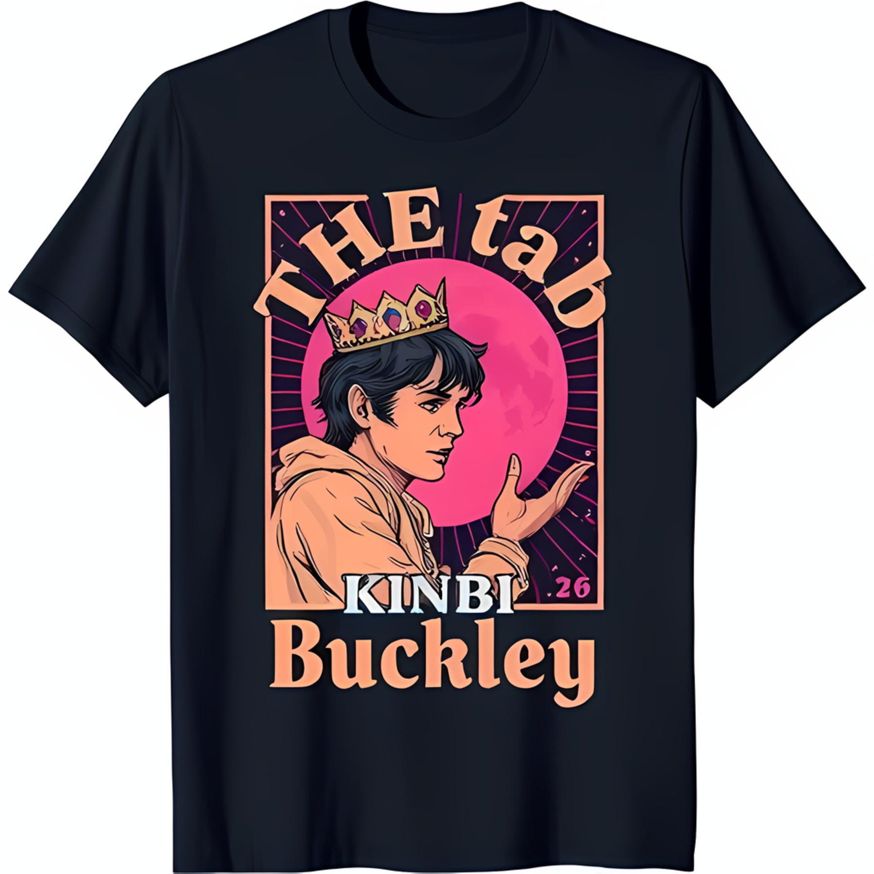 Retro Black T-Shirt with Crowned Young Man Graphic & Pink Design 'THE ...