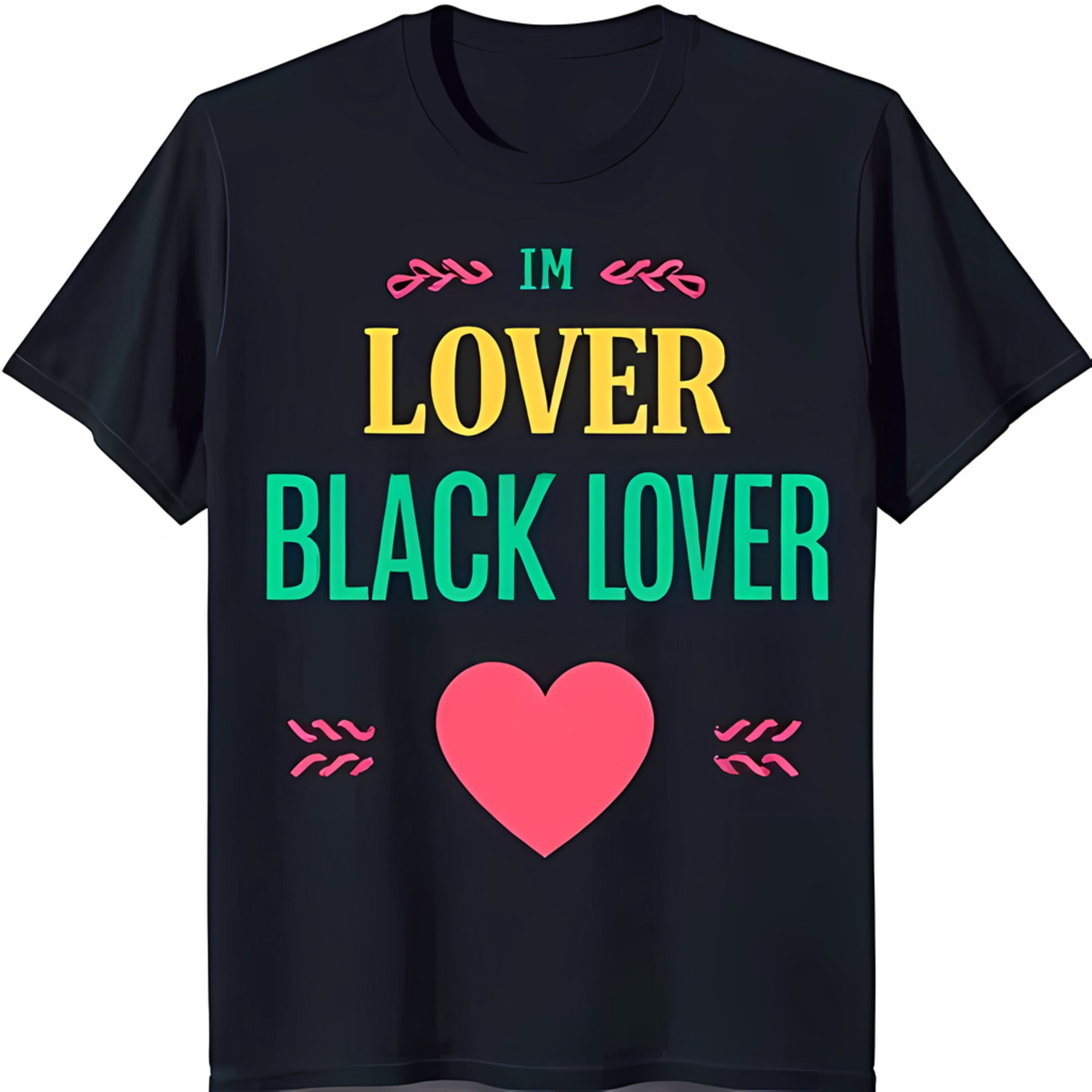 Retro Black T-Shirt with 'I'm Lover Black Lover' and Heart Design ...