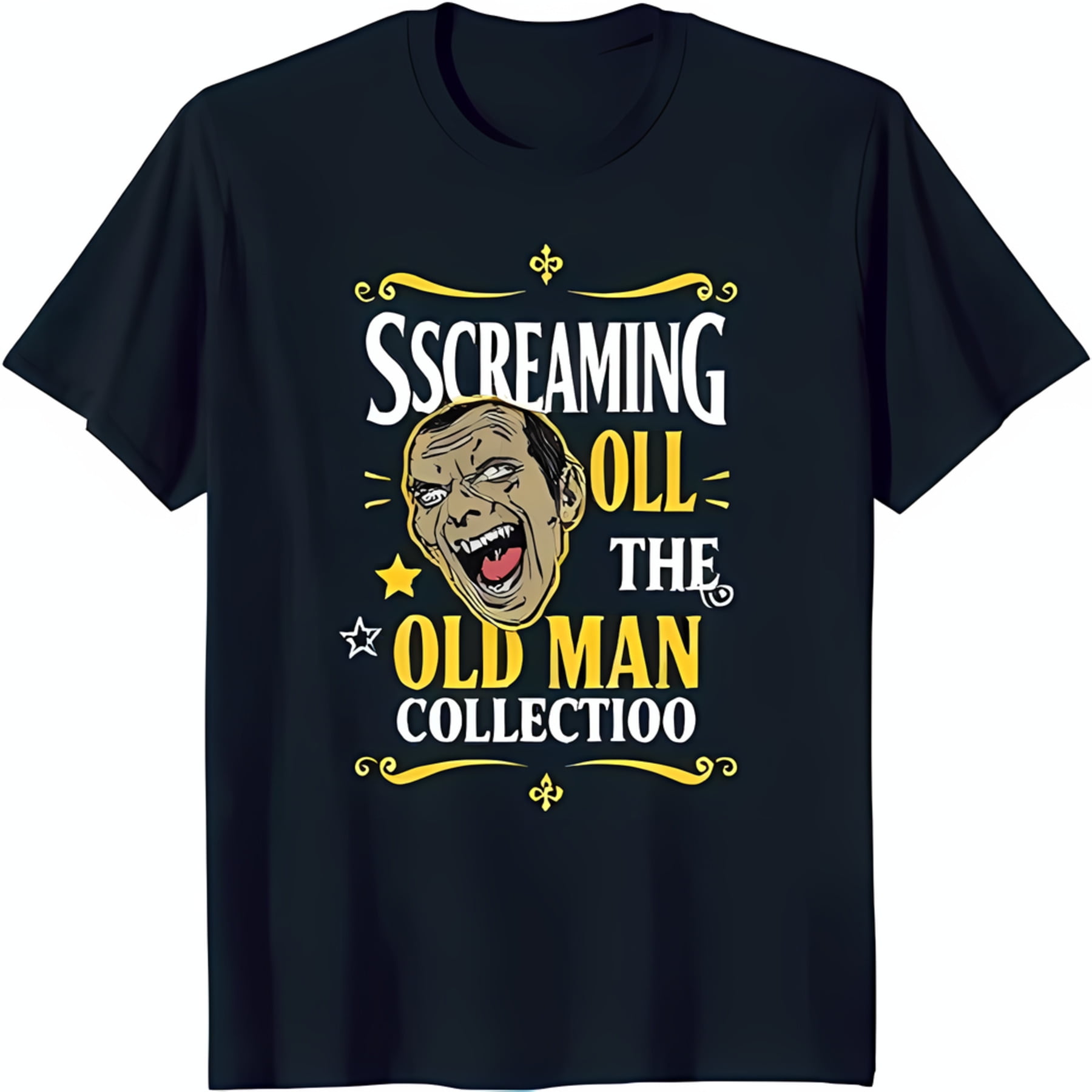Retro Black T-Shirt with Screaming Man Illustration 'Screaming The Old ...