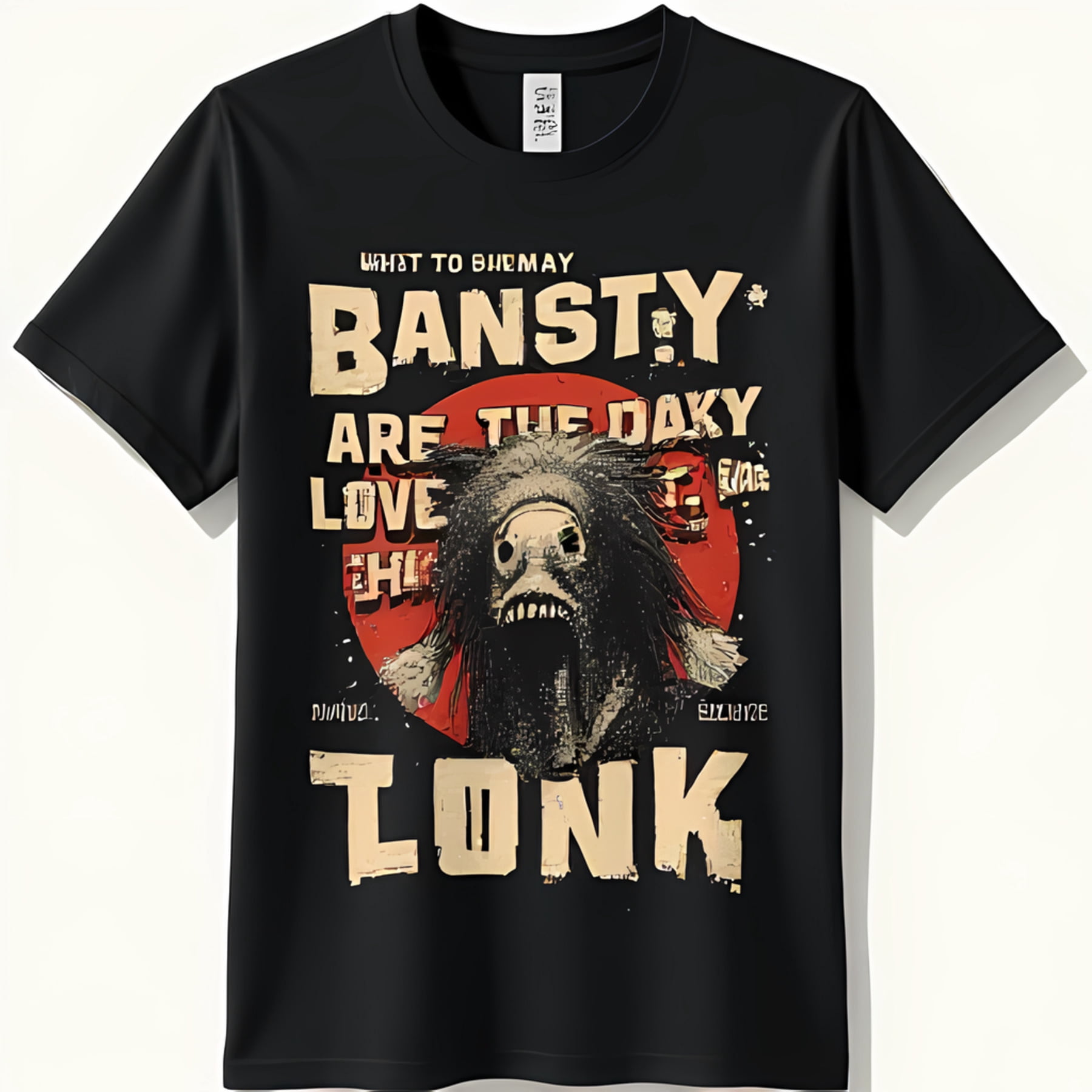 Retro Black T-Shirt with Unsettling Creature Design and Text - Walmart.com