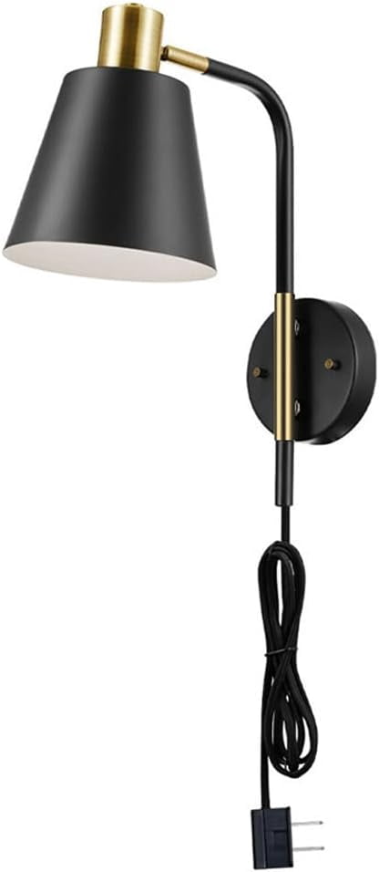 Retro Black Wall Light with 6ft Plug in Cord, Adjustable Wall Sconce ...