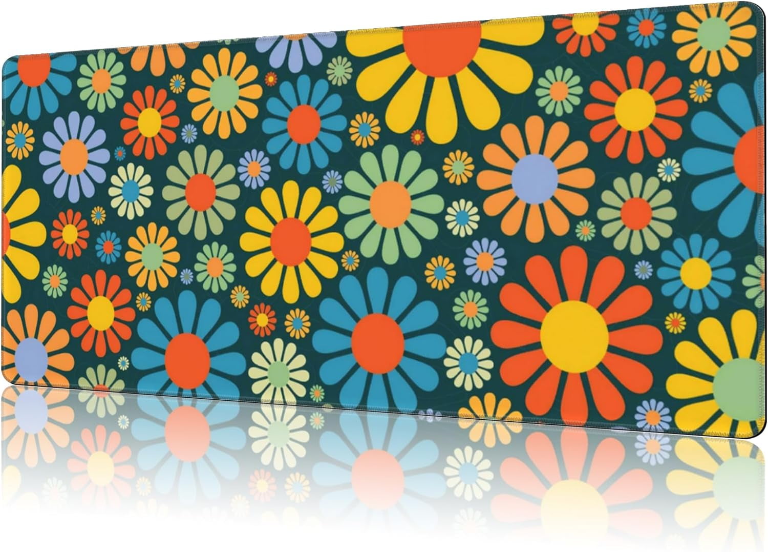 Retro Blooms Gaming Mouse Pad,Large Non-Slip Thick Stitched Edge Mouse ...