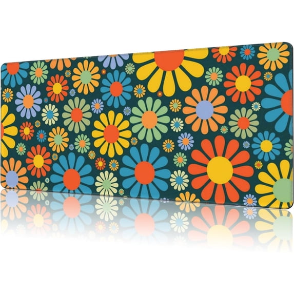 Retro Blooms Gaming Mouse Pad,Large Non-Slip Thick Stitched Edge Mouse ...