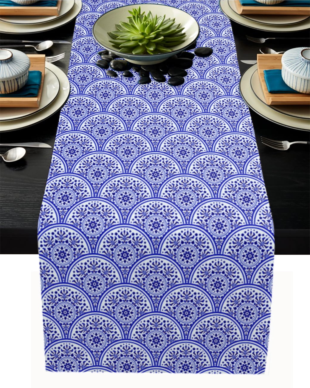 Retro Blue And White Porcelain Chinese Style Table Runner ration Home r ...