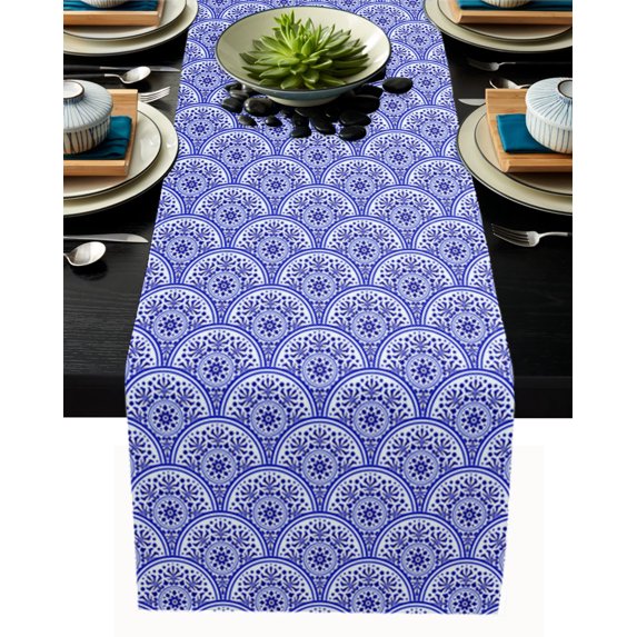 Retro Blue And White Porcelain Chinese Style Table Runner ration Home r ...