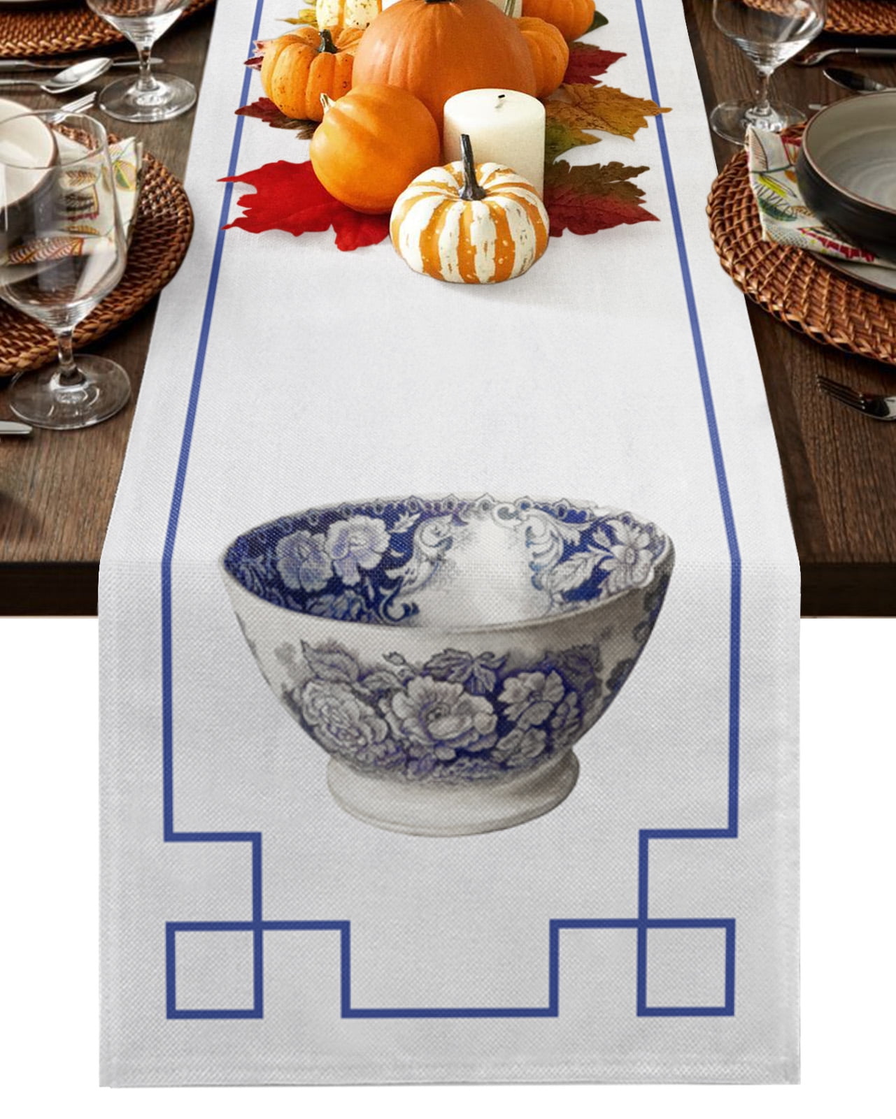 Retro Blue And White Porcelain Chinese Style Table Runner ration Home r ...