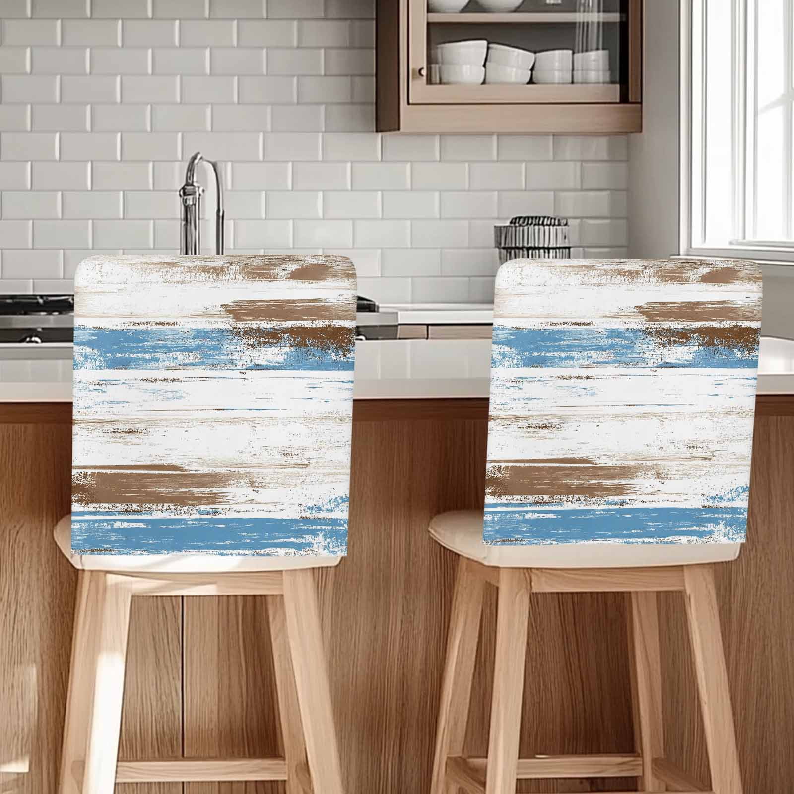 Retro Blue Brown Wood Grain Mottled Texture Abstract Art Chair Covers ...