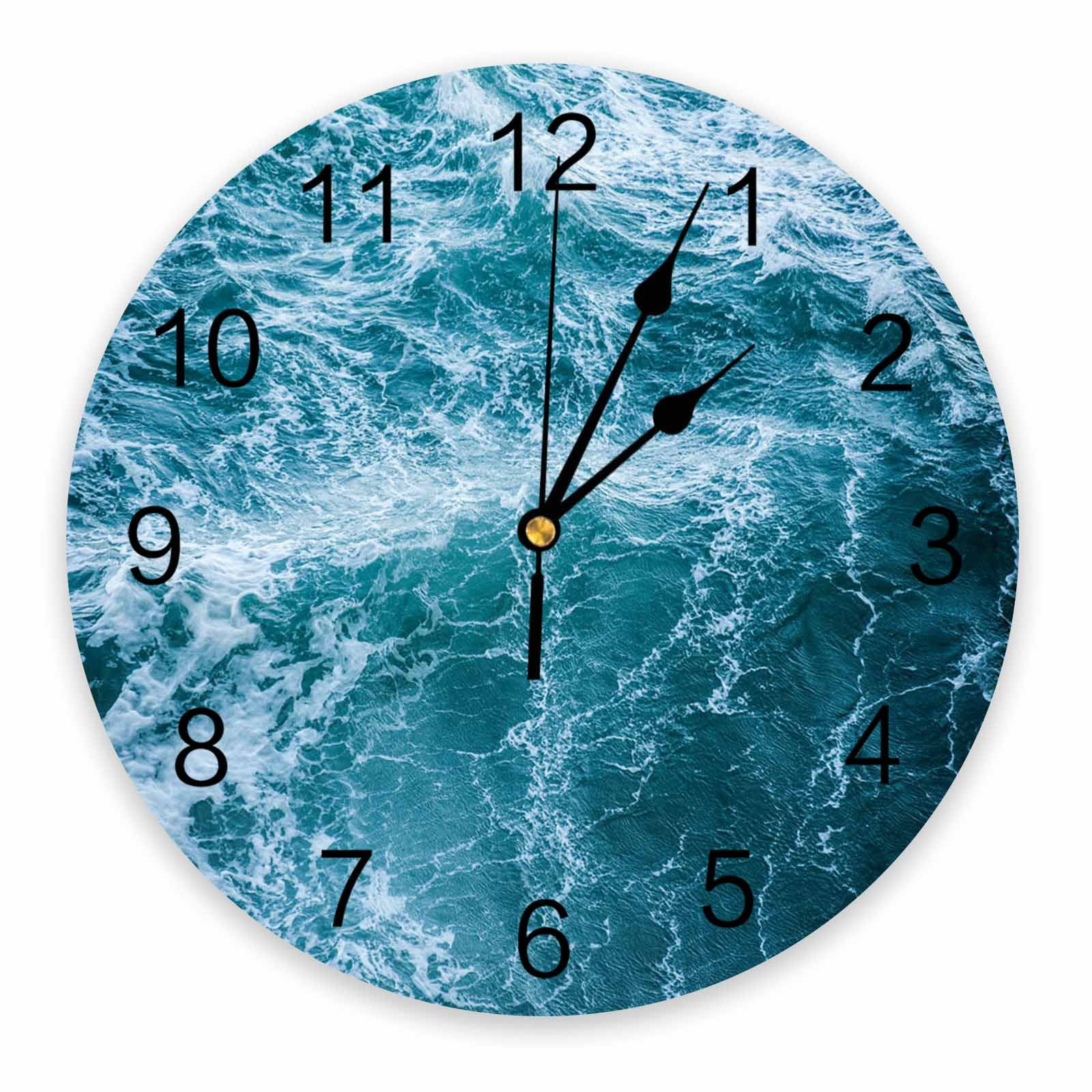 Retro Blue Racing Car Landscape Round Wall Clock Hanging Silent Time ...