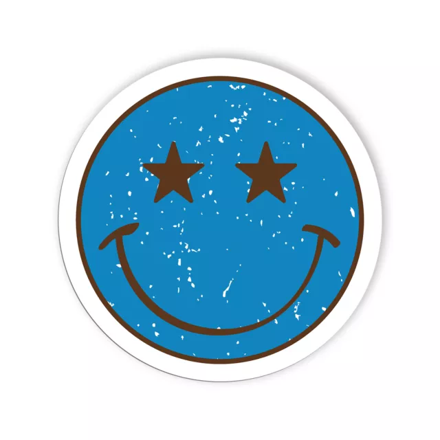 Retro Blue Smile Face Sticker Groovy Hippie Stickers Phone Decal Water ...