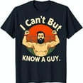Retro Blue T-Shirt with Muscular Bearded Man Flexing Biceps I Can t But ...