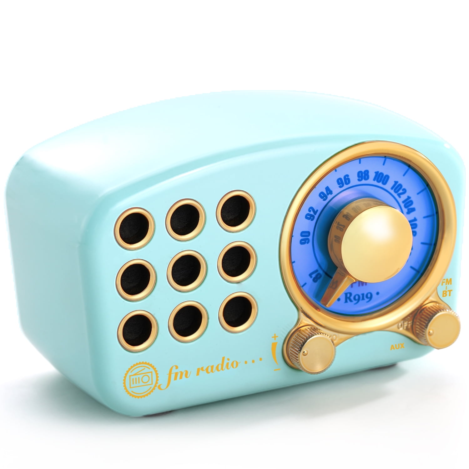 Greadio Retro Bluetooth Speaker, Portable FM Radio, Battery, Volume ...