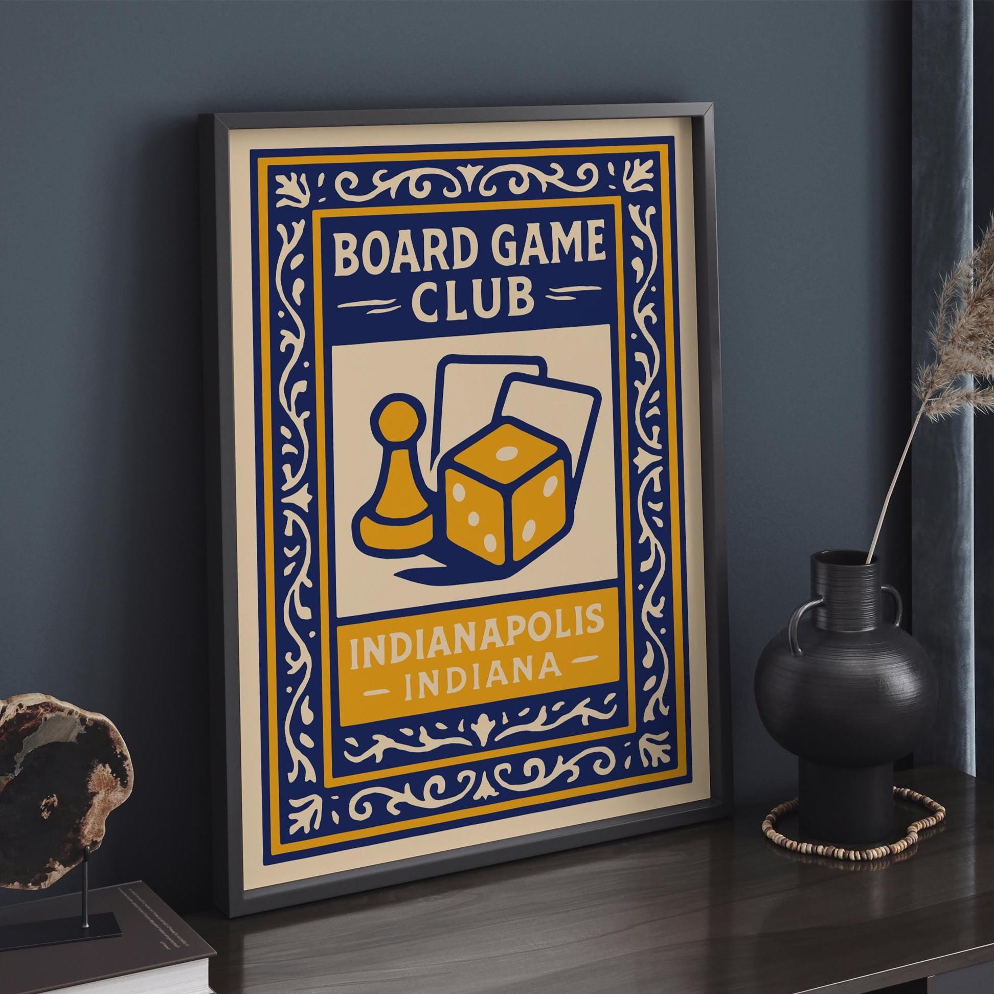 Retro Board Game Club Poster: Mancave Gaming Room Art Print UNFRAMED ...
