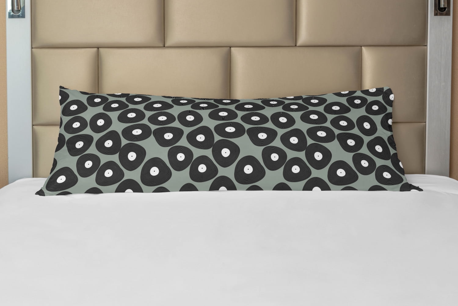 Retro Body Pillow Case Cover with Zipper, Oval Shape Pattern Old Vinyl ...