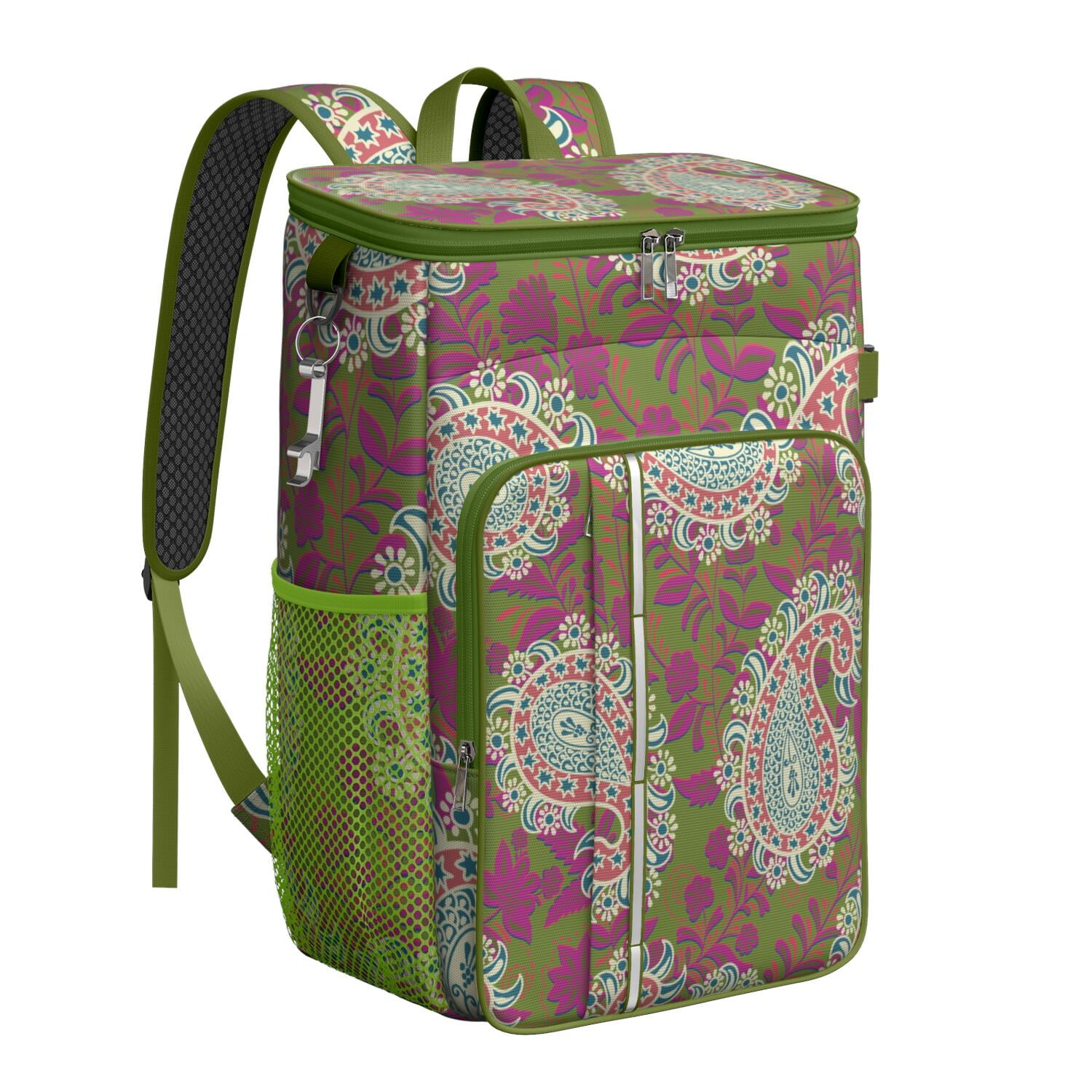 Retro Bohemian Insulated Backpack Cooler with Paisley Floral Design ...