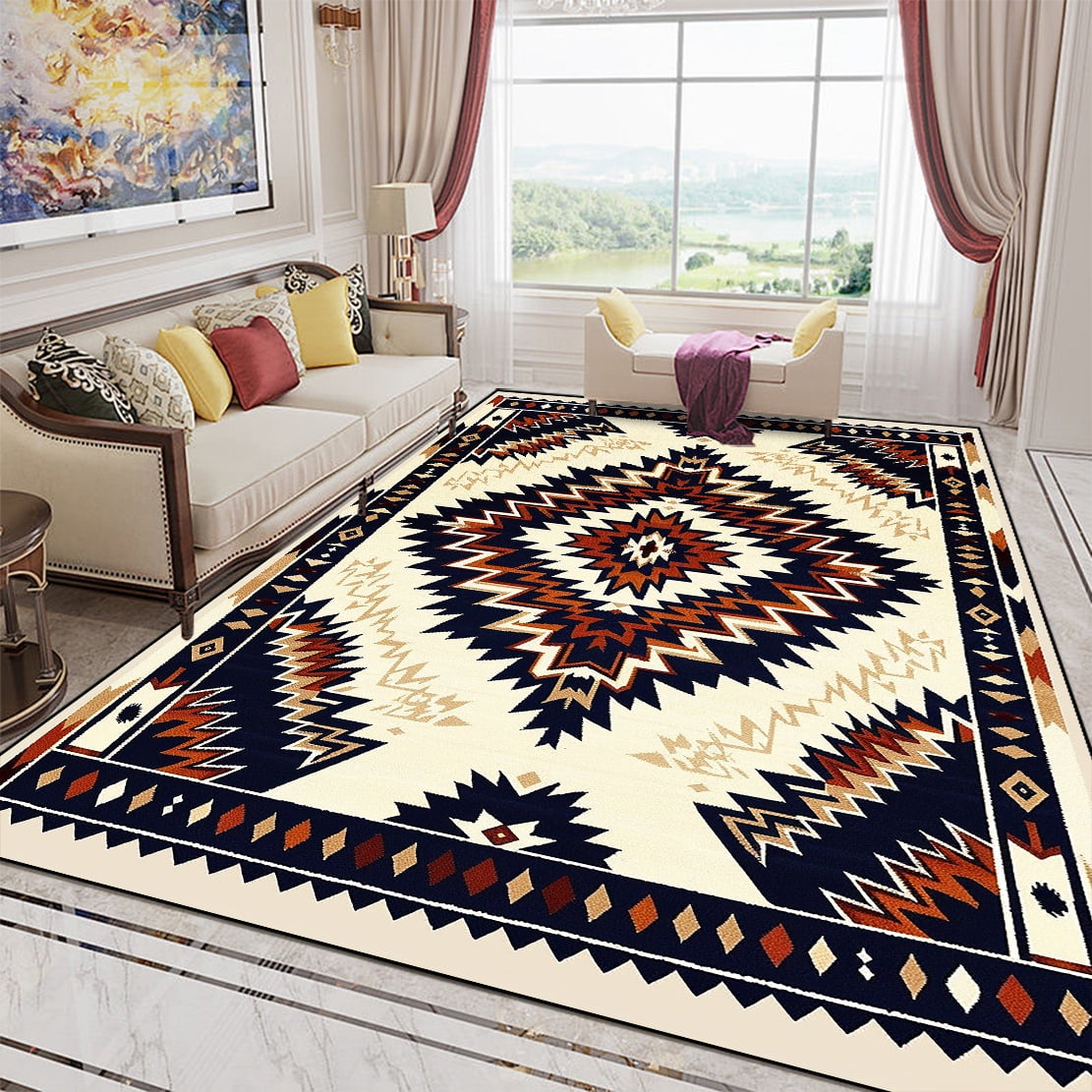 Retro Bohemian Living Room Carpet Boho Morocco Geometry ration Carpets ...