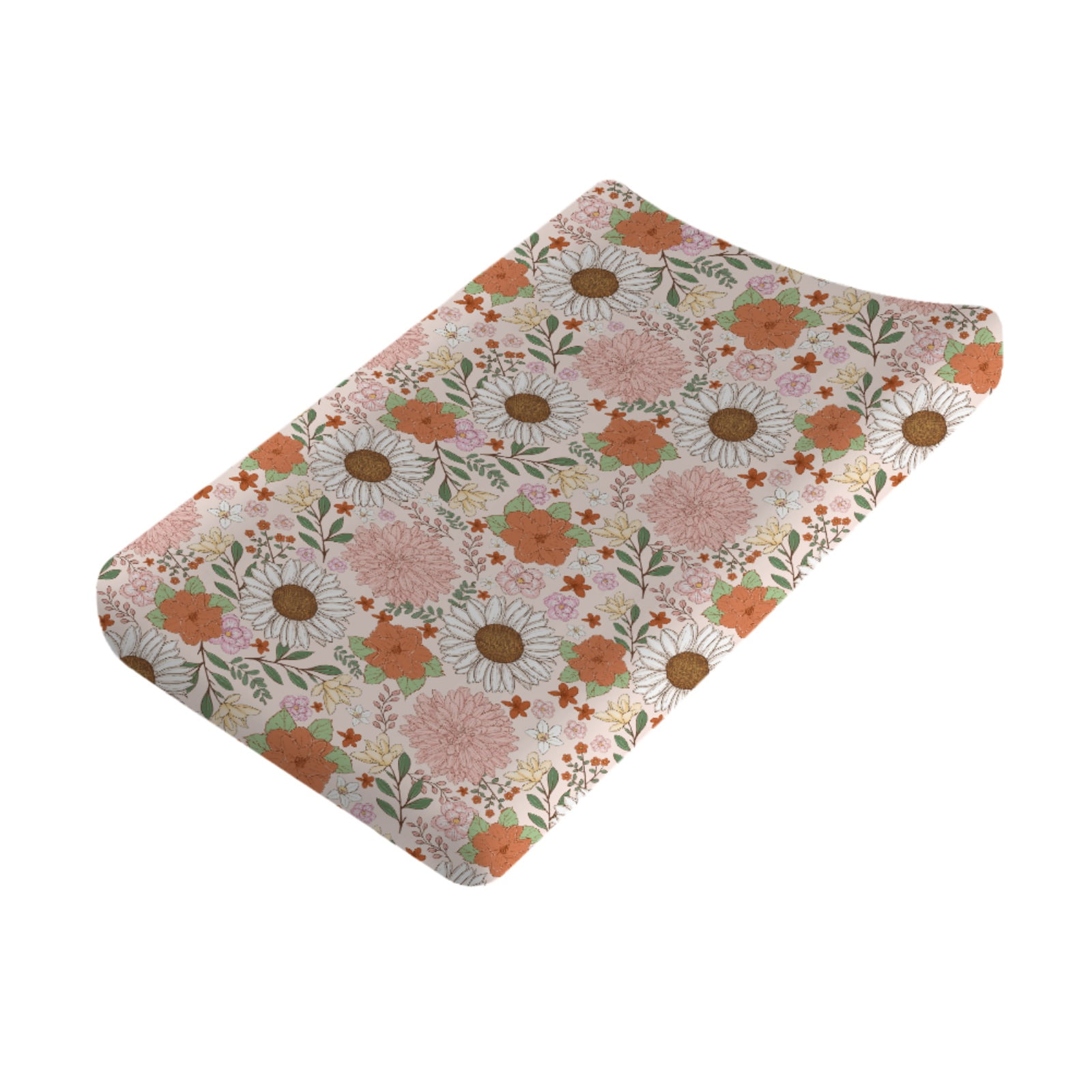 Retro Boho Floral Baby Changing Pad Covers Watercolor Blossoms ...