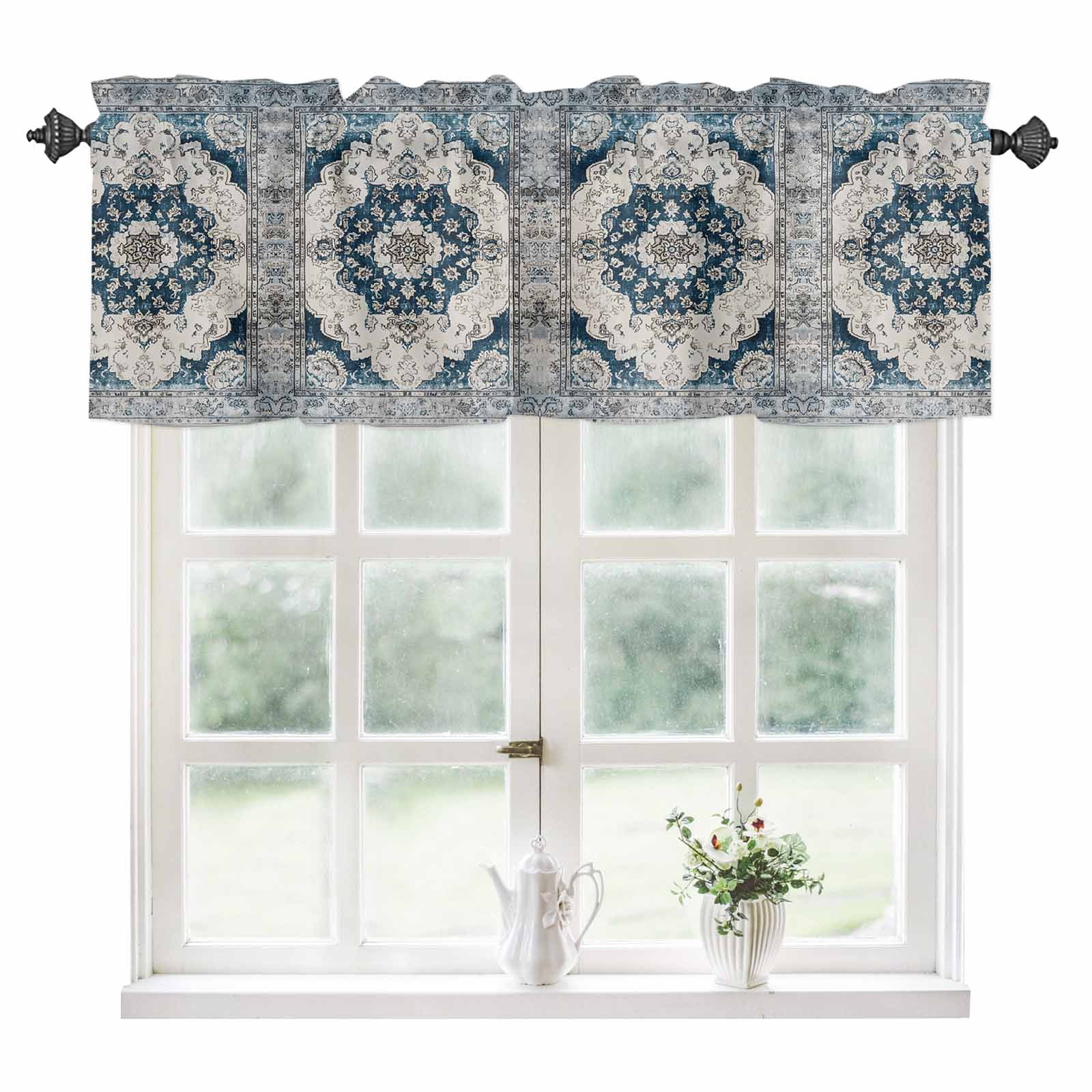 Retro Boho Floral Kitchen Valances for Windows 42x12 Inch Kitchen ...