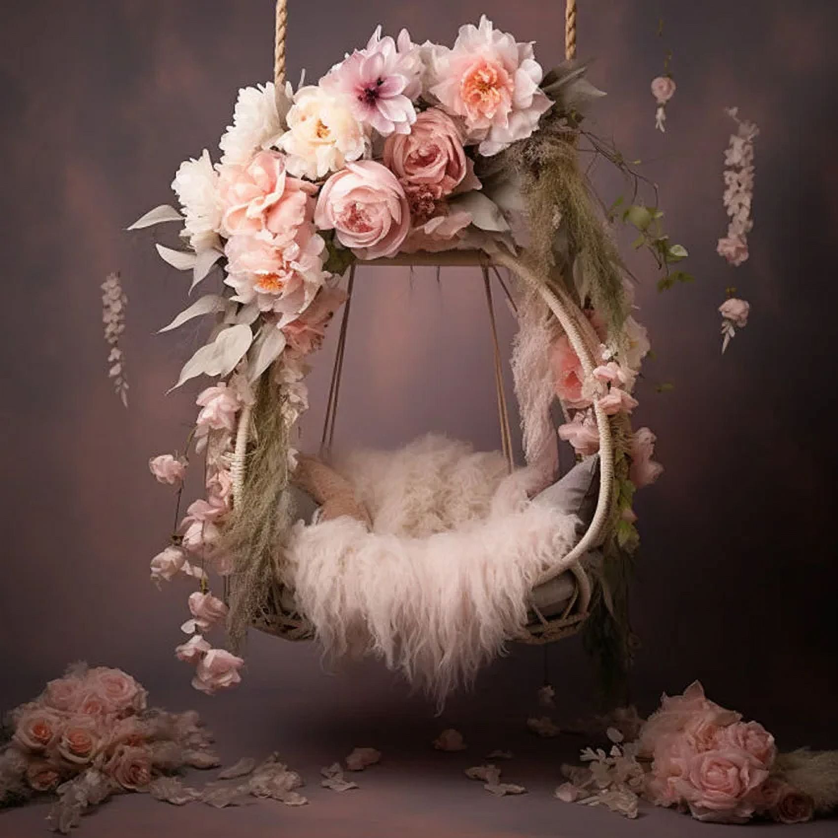 Retro Boho Flower Swing Newborn Baby ic Portrait Birthday Party r ...