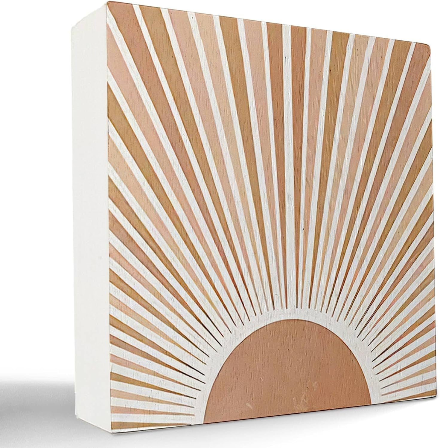 Retro Boho Neutral Sun Sunrise Sunshine Sunray Wooden Box Sign Desk ...