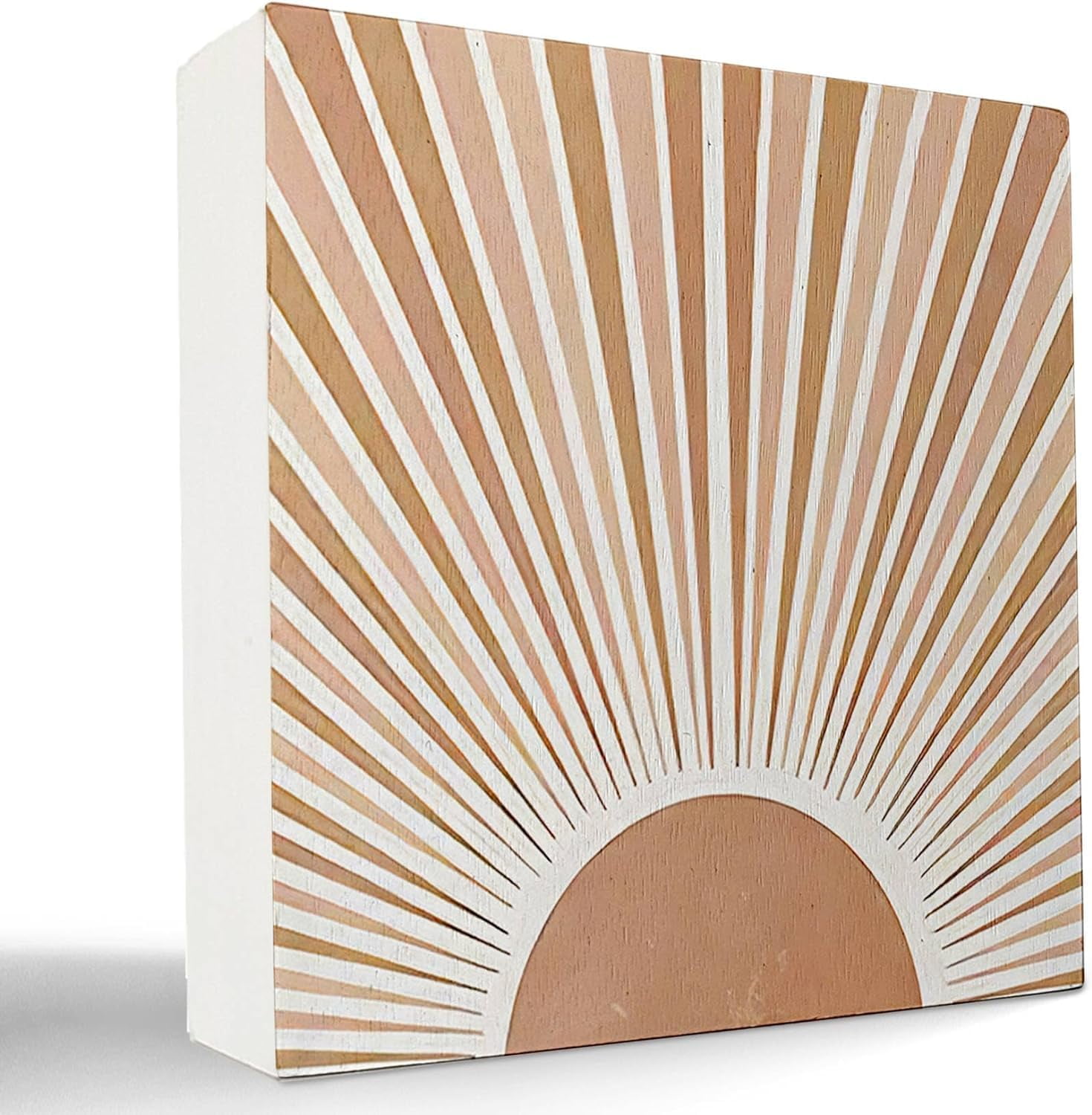 Retro Boho Neutral Sun Sunrise Sunshine Sunray Wooden Box Sign Desk ...