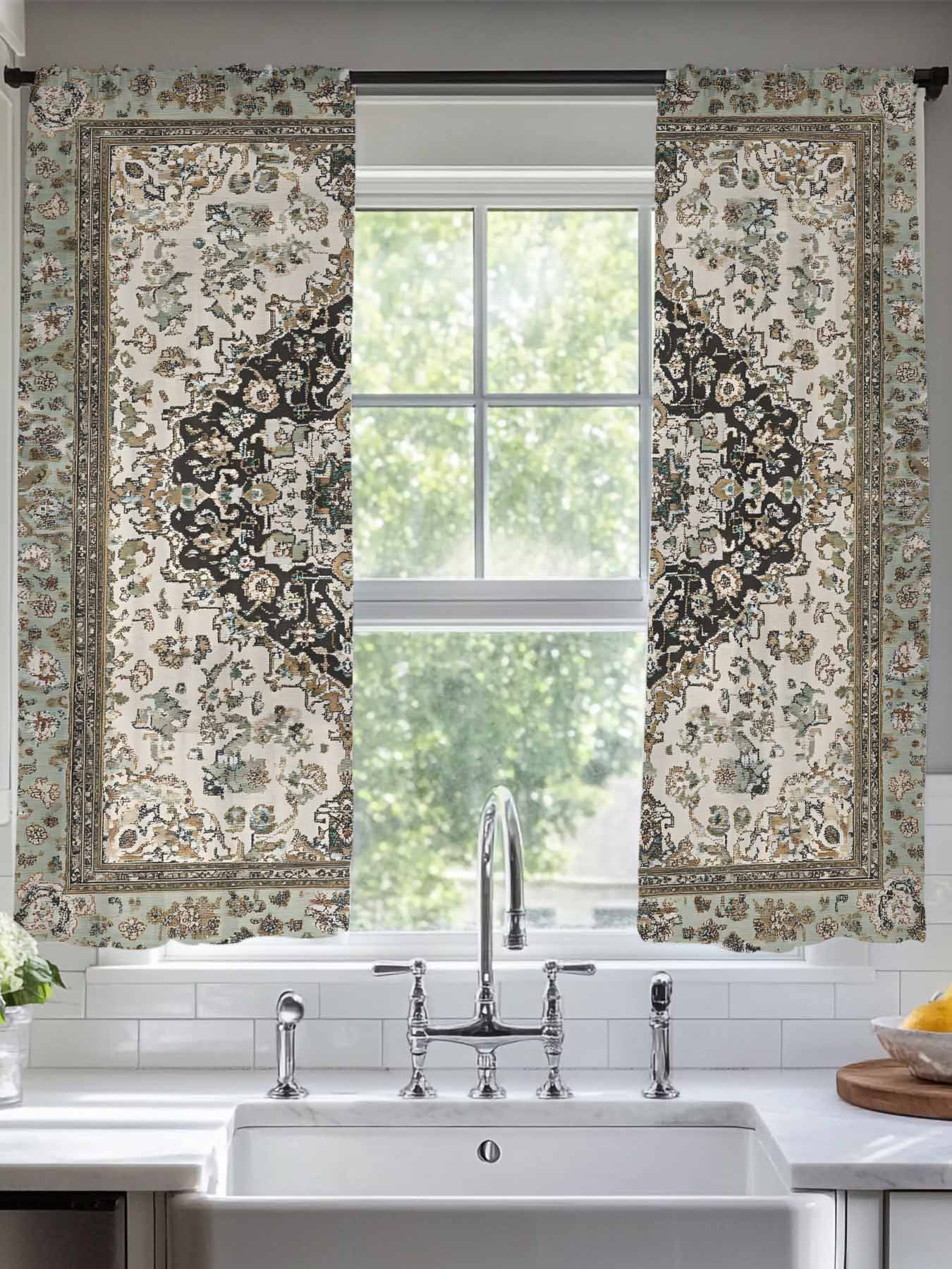 Retro Boho Sheer Curtains for Living Room Bedroom Farmhouse Neutral ...
