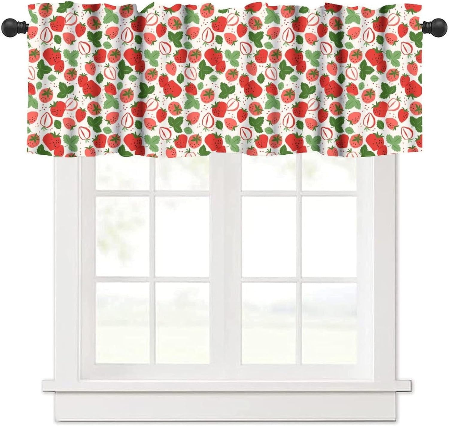 Retro Boho Strawberries Window Valance Vintage Abstract Painting in ...