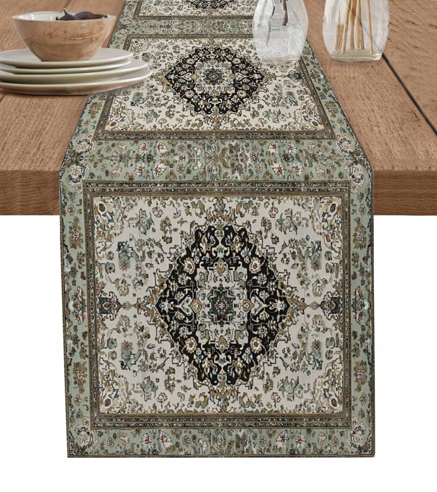 Retro Boho Table Runner Cotton Linen 108 Inch Holiday Dresser Scarves ...