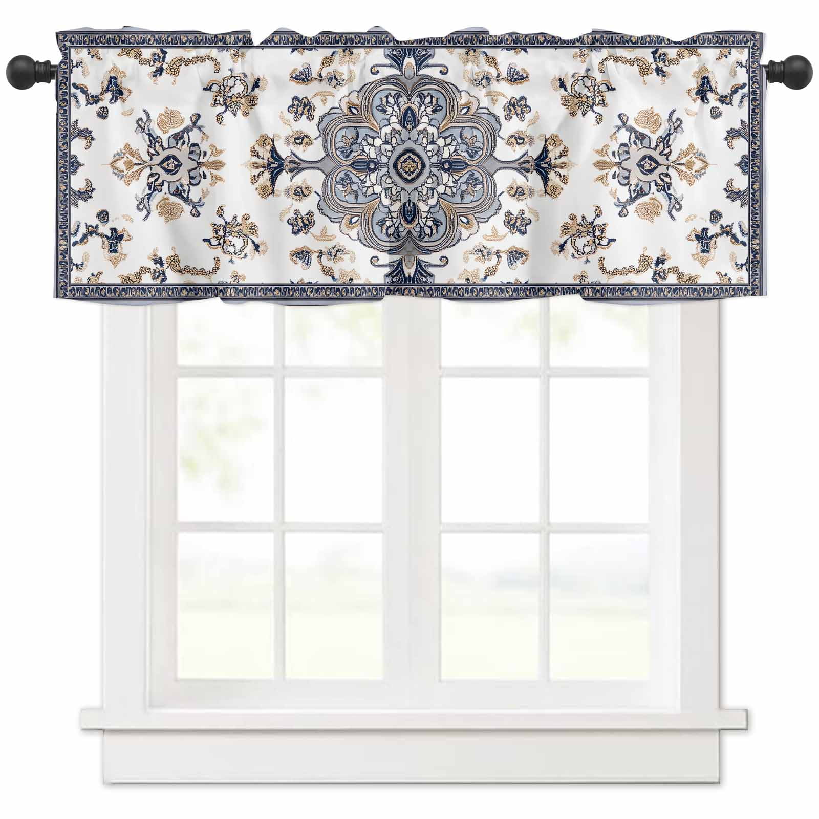 Retro Boho Valances for Windows Farmhouse Kitchen Curtains Valances Rod ...