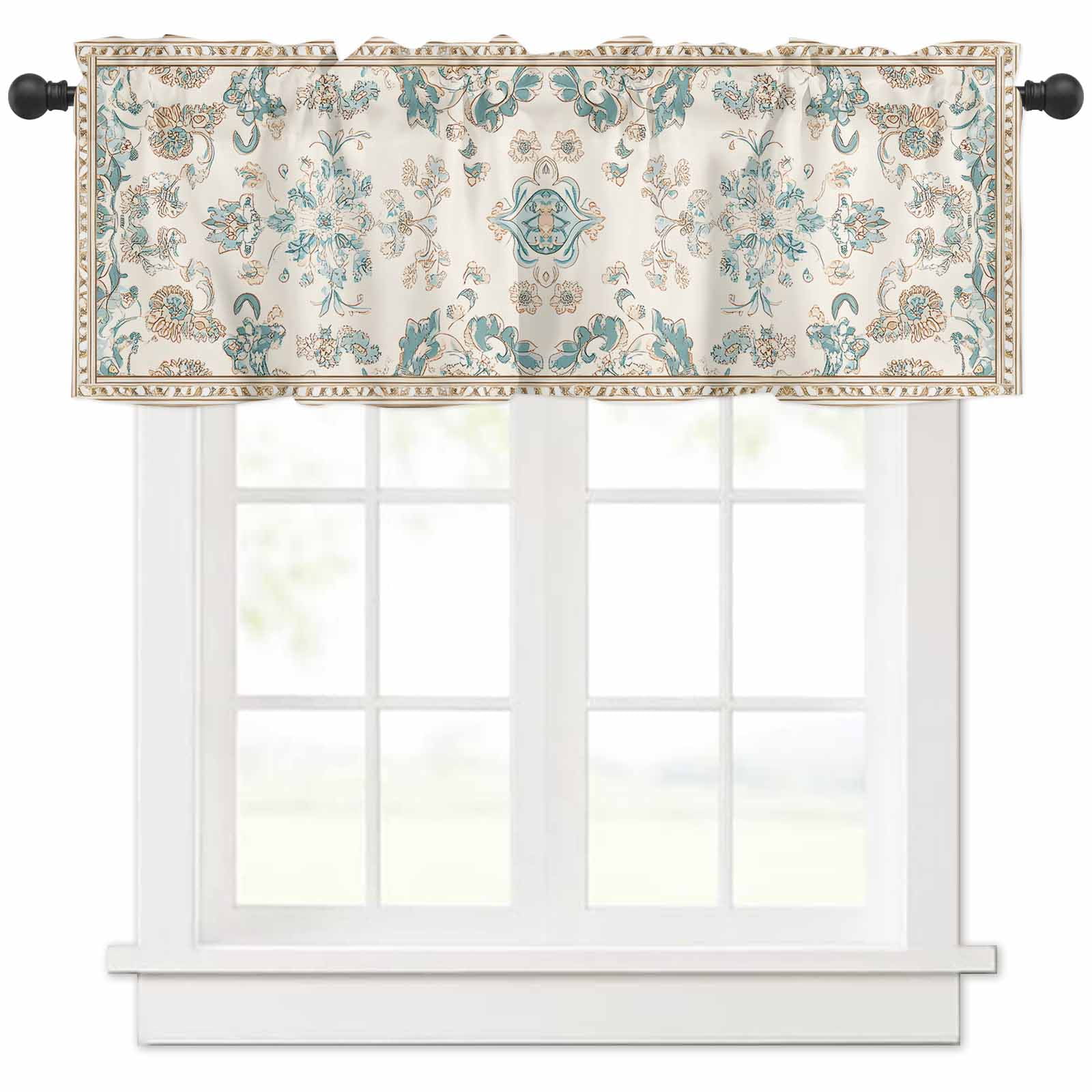 Retro Boho Valances for Windows Farmhouse Kitchen Curtains Valances Rod ...