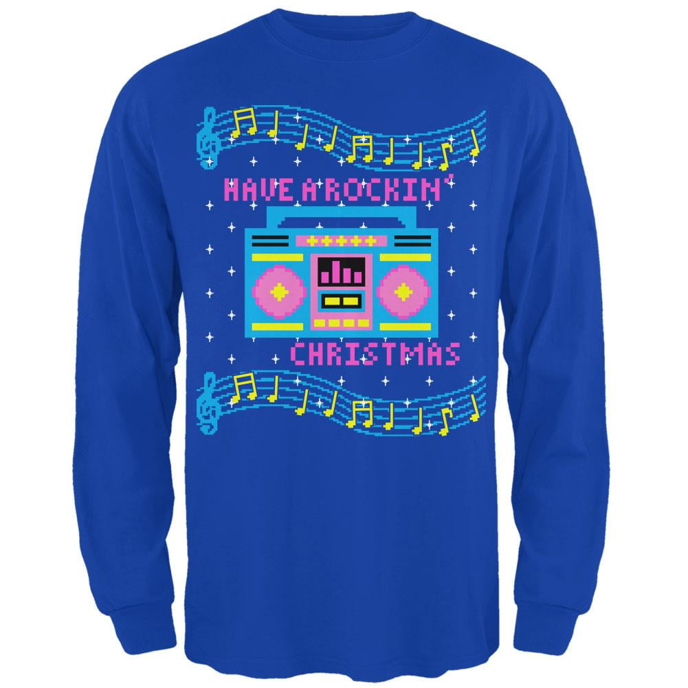 Retro Boombox Music Have a Rockin' Ugly Christmas Sweater Mens Long ...